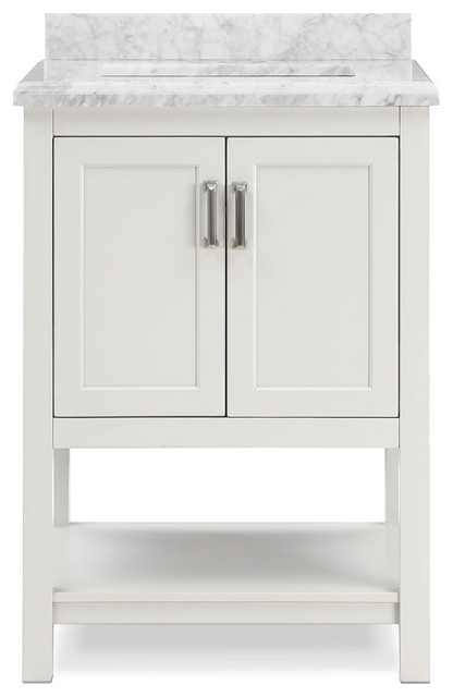 Affinity Bathroom Vanity With Carrara Marble Countertop, 25 in ...
