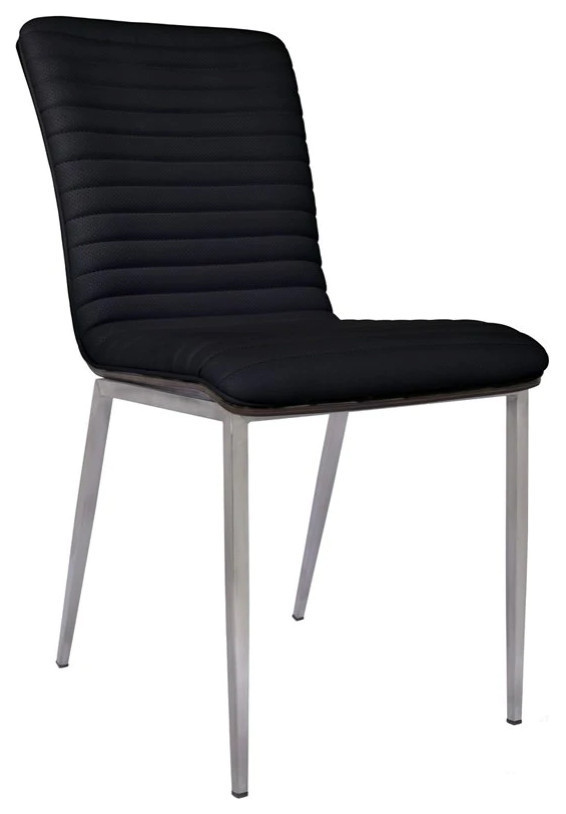 Favianne Dining Chair, Black Perforated Cover, Walnut Veneer Back ...