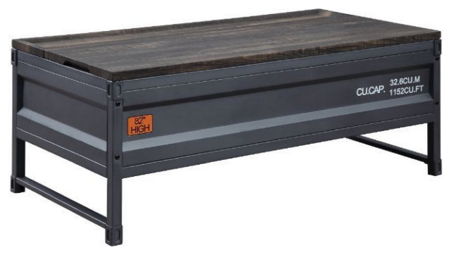 Benzara BM279166 Lift Top Coffee Table, Wood, Metal Frame, Brown, Gray ...