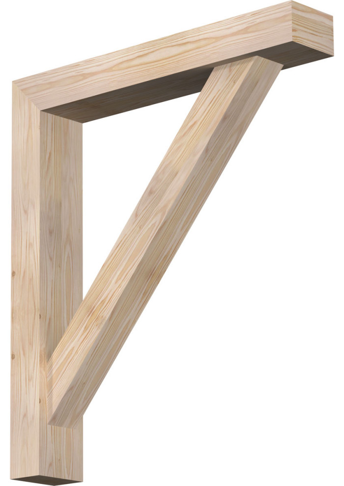 Traditional Block Rough Sawn Bracket w/ Offset Brace, 32"D x 36"H ...
