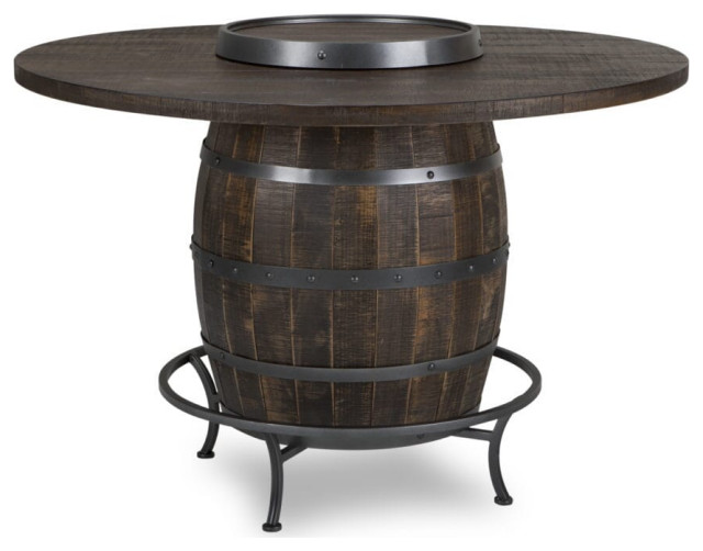 Unique Round 54" Counter Height Rustic Barrell Pub Table - Industrial ...