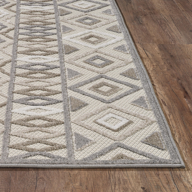 7"x9" Gray Ivory Aztec Pattern Indoor Outdoor Area Rug - Scandinavian ...