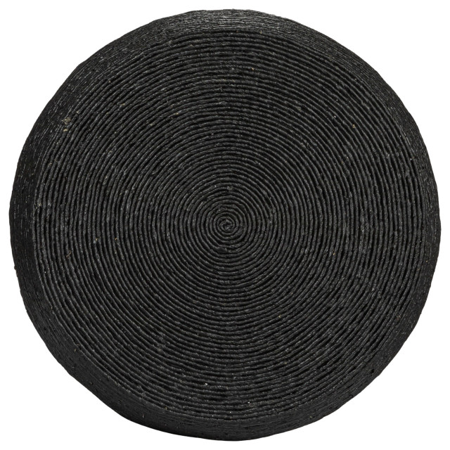 Round Handwoven Corn Rope Barrel Side Table, Black - Tropical - Side ...