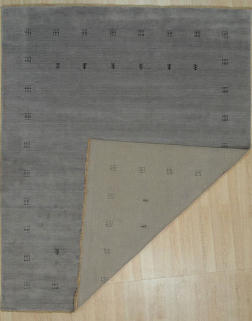 EORC Gray Hand Knotted Wool Lori Baft Rug 9' x 12', Rectangular 9' x 12 ...