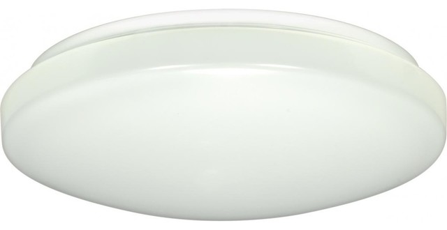 14" Flush Mounted LED Light Fixture, White, 120-277V - Transitional ...