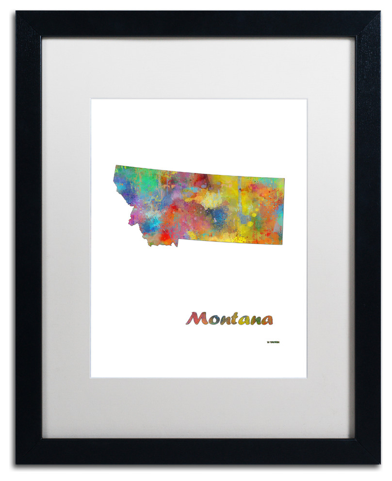 Marlene Watson 'Montana State Map-1' Framed Art - Traditional - Fine ...