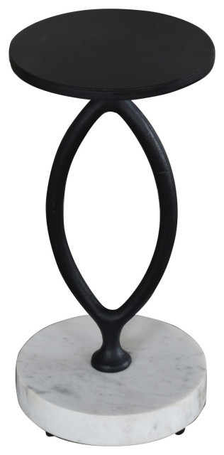 Bare Decor Aztec Table, Black Metal With White Marble Stone Base ...