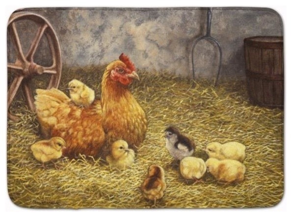 Chicken Hen and Her Chicks Machine Washable Memory Foam Mat - Farmhouse ...