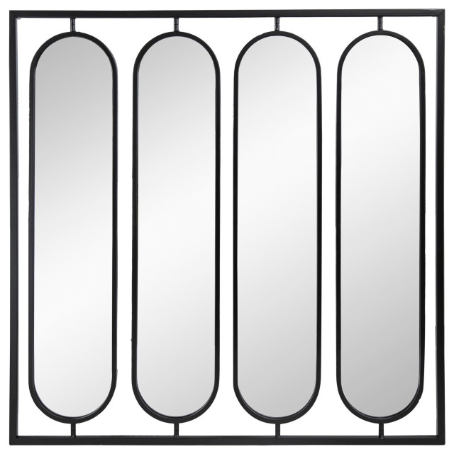 Benzara BM286301 36" Wall Decor, 4 Swiveling Oblong Mirrors, Black ...