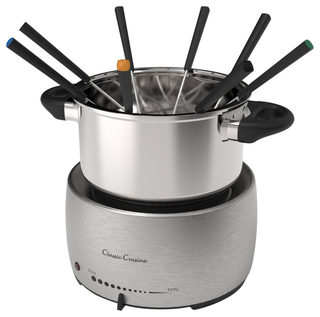 Stainless Steel Fondue Pot Set With 8 Forks By Classic Cuisine ...