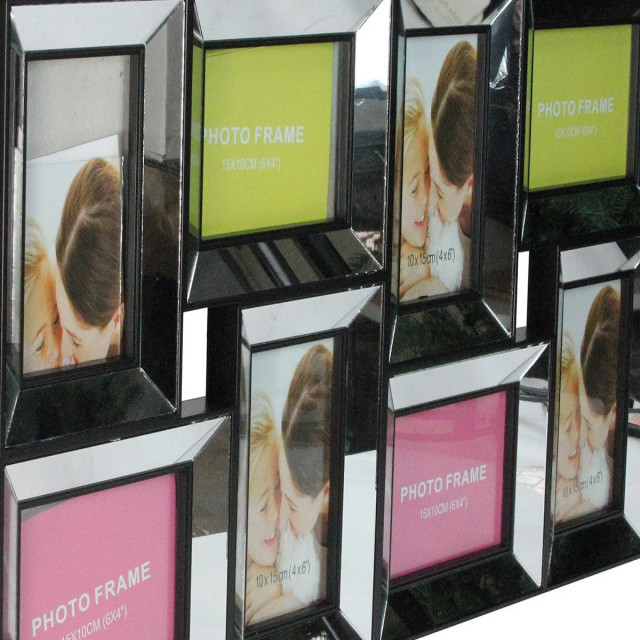 27.5" Black Trimmed Glass Encased Photo Frame Collage Wall Decoration ...
