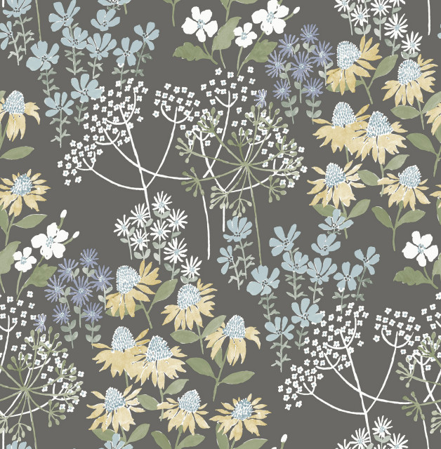 Cultivate Grey Springtime Blooms Wallpaper, Swatch - Contemporary ...