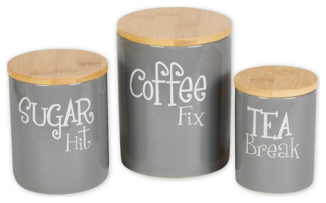 Gray Coffee/Sugar/Tea Ceramic Canister Set/3 - Contemporary - Kitchen ...