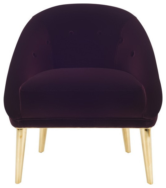Felicia Velvet Club Chair With Gold Legs Giotto Cabernet - Midcentury ...