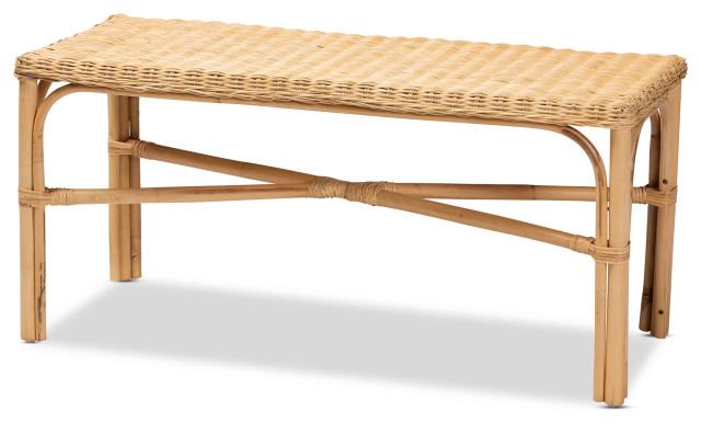 Helen Natural Rattan Accent Bench - Tropical - Accent And Storage ...
