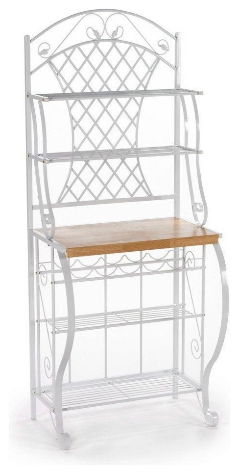 White Metal Bakers Rack with 5 Shelves for Kitchen or Pantry ...