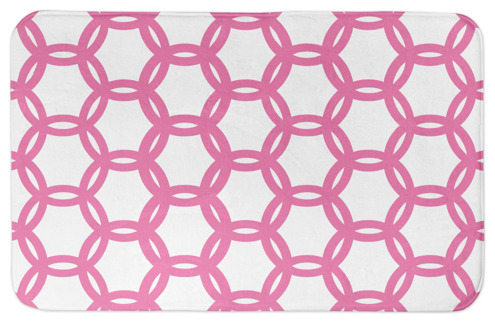 Preppy Pink Locking Circles 34x21 Bath Mat, 34x21 - Contemporary - Bath ...