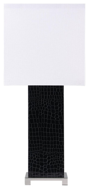 Coaster Bridle Modern Wood Square Shade Bedside Table Lamp Black and ...