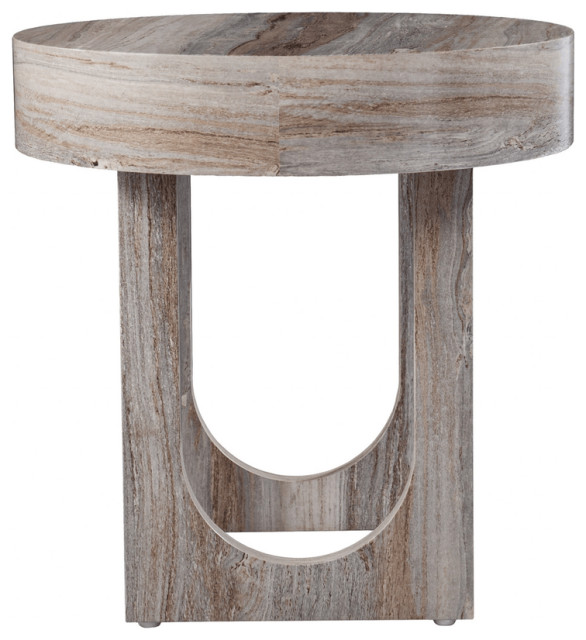 20" Brown Manufactured Wood Round End Table - Farmhouse - Side Tables ...