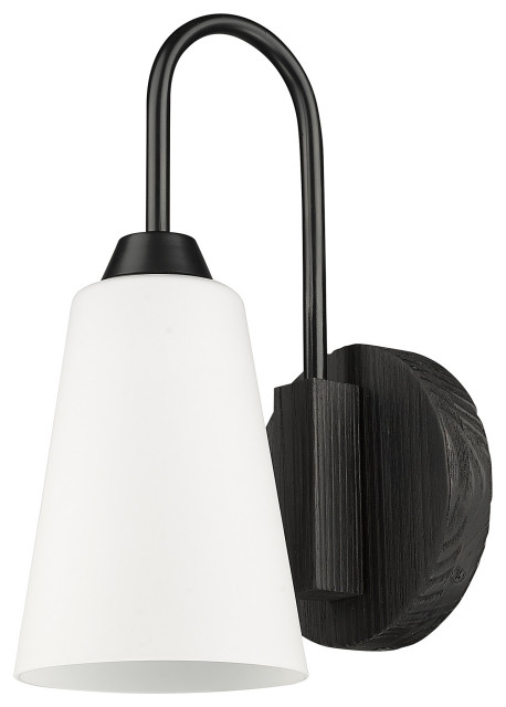 Golden Lighting Neela 1-Light Wall Sconce in Matte Black with Opal ...