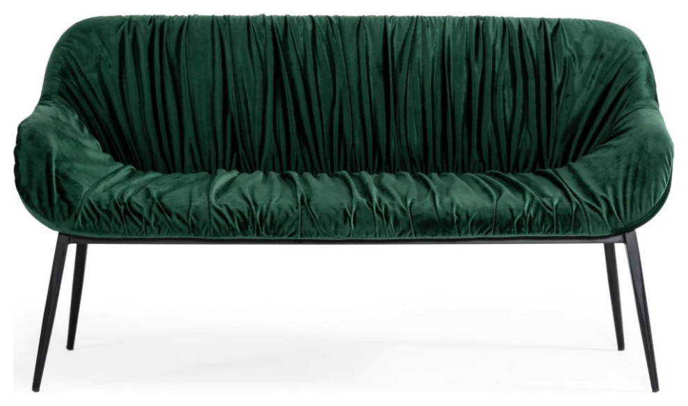 Cierra Modern Green Fabric Bench - Midcentury - Upholstered Benches ...