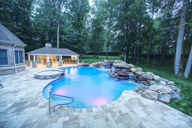 Custom Inground Pool with Spa and Waterfalls. - Modern - Swimming Pool ...
