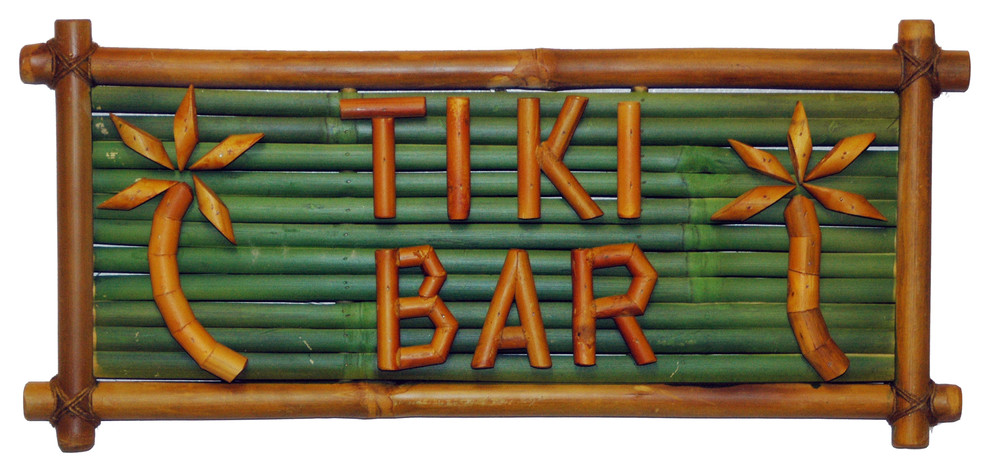 "Tiki Bar" Bamboo Sign, 20" X 10" - Novelty Signs - by bamboo54 | Houzz