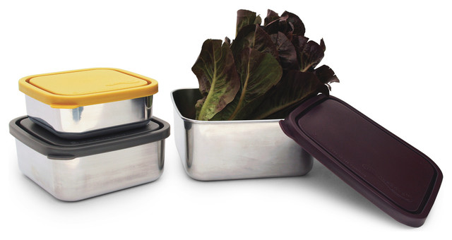 U Konserve 3 Piece Square Nesting Food Container Set with Eggplant Trio ...