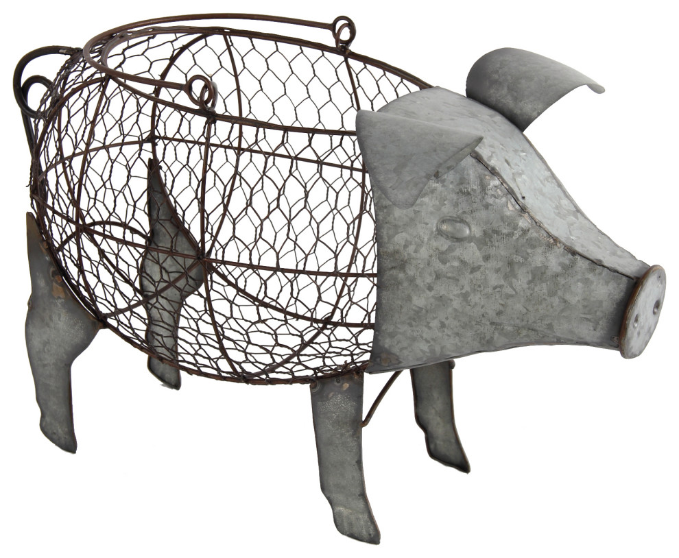 Metal Pig, 16.3x8.2x10 - Farmhouse - Garden Statues And Yard Art - by ...