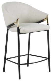 Set of 2 Counter Height Stool, Black and Beige - Transitional - Bar ...