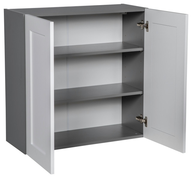24 x 30 Wall Cabinet-Double Door-Grey, 24 x 30 x 12|White Classic ...
