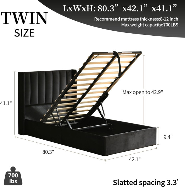 Modern Platform Bed, Hydraulic Lift Design & Large Storage ...