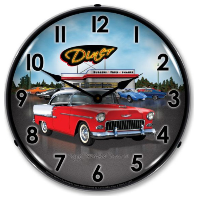 GMRE1205360 1955 Bel Air Diner Clock - Midcentury - Wall Clocks - by ...