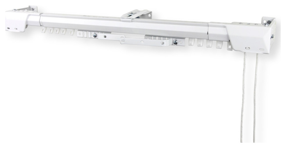 White Heavy Duty Traverse Rod, Center Open 66-120" - Contemporary ...