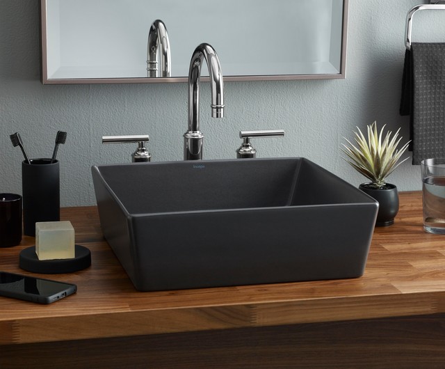 FLEX Vessel Sink, Graphite, 15"x15"x5" - Contemporary - Bathroom Sinks ...