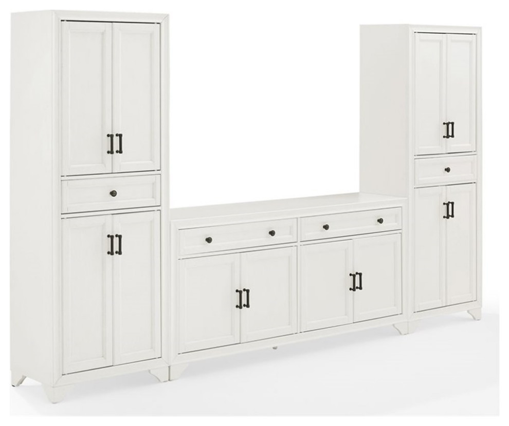 Crosley Furniture Tara 3PC Entertainment Center/Sideboard with Pantry ...