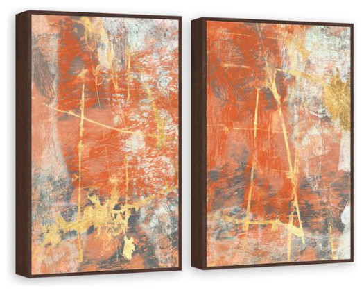2-Piece "Terre Cotta Lace" Diptych, 60"x45" - Contemporary - Prints And ...