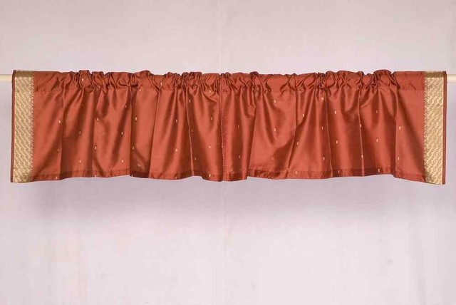 Rust - Rod Pocket Top It Off handmade Sari Valance - Pair, 80 X 15 ...