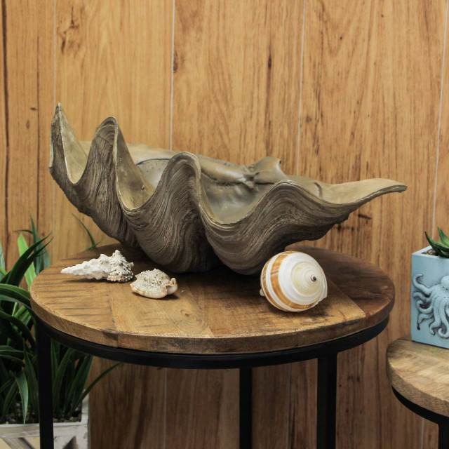 Lifelike Cast Polyresin Giant Clam Shell Decorative Bowl, One Size ...