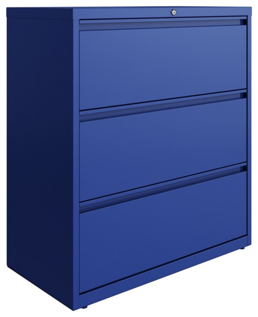 Pemberly Row 36" Metal Lateral File Cabinet with 3 Drawers in Classic ...