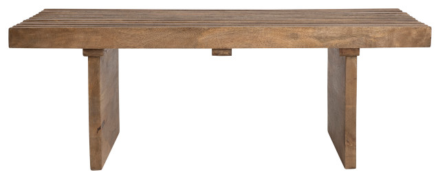 Scandinavian Slatted Wood Coffee Table, Natural - Transitional - Coffee ...