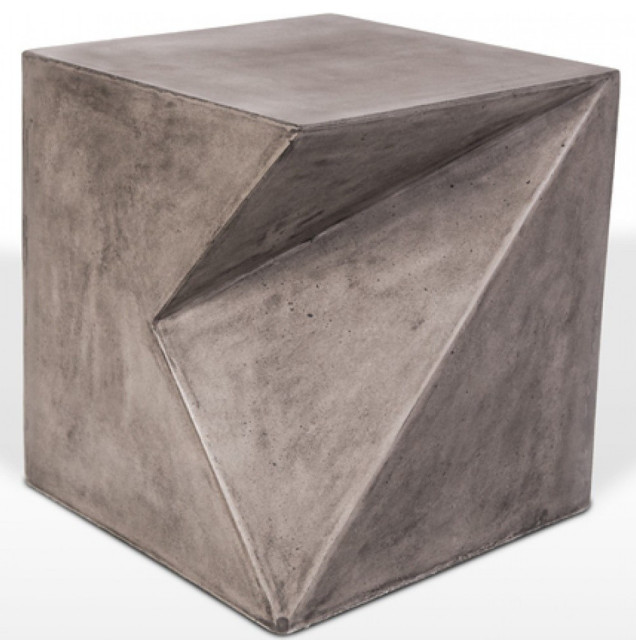 Asymmetric Dark Gray Concrete Cubed Stool - Industrial - Accent And ...