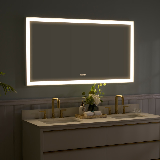 Framed LED Mirror, Dimmer, Defogger, Color Temperature, 55"x30 ...