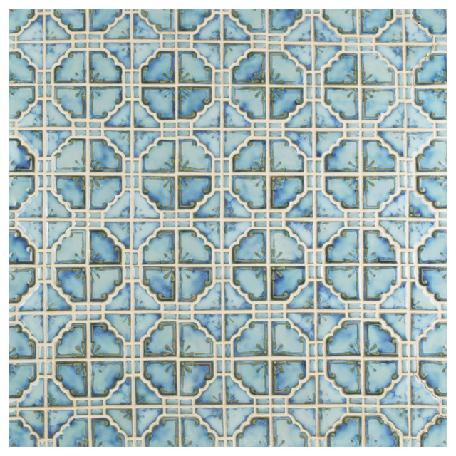 Moonbeam Diva Porcelain Mosaic Floor and Wall Tile Sample, Azure ...