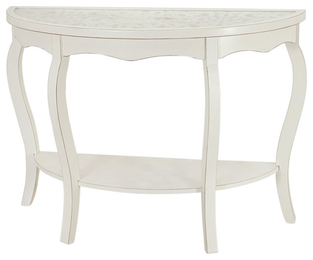 Gallerie Decor Antiqued Carved Transitional Wood/Glass Console Table in ...