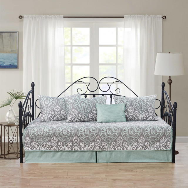 Kingston Damask 6-Piece Quilted Daybed Set - Mediterranean - Quilts And ...