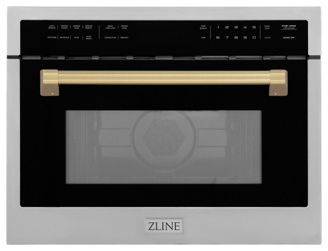 ZLINE 24" Microwave Oven, Stainless With Champagne Bronze MWOZ-24-CB ...