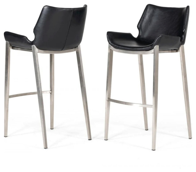 Simone Modern Black Eco-Leather Bar Stool, Set of 2 - Contemporary ...
