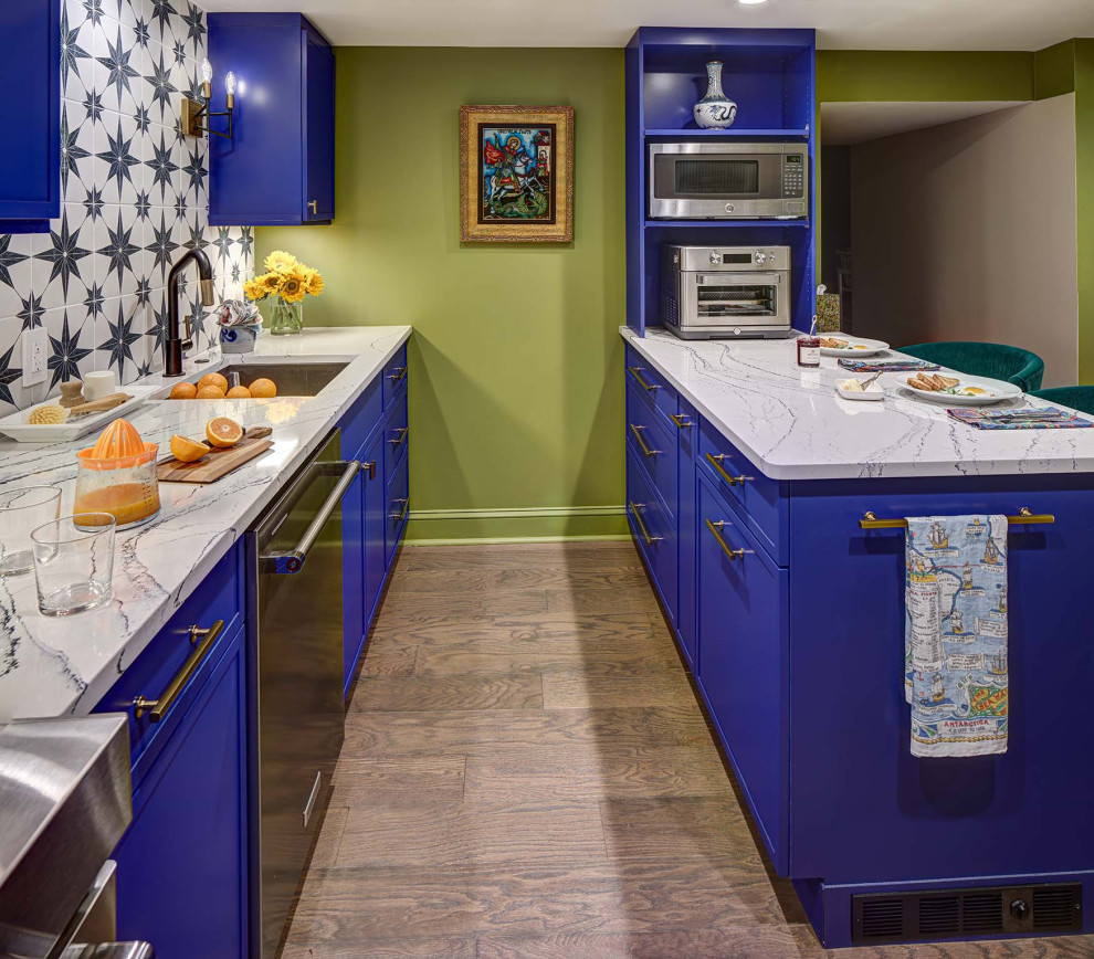 Colorful & Organized Small Kitchen - Transitional - Kitchen - New York ...
