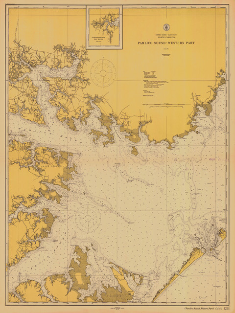 1915 Map of Pamlico Sound and Neuse River, North Carolina, 24x36 ...